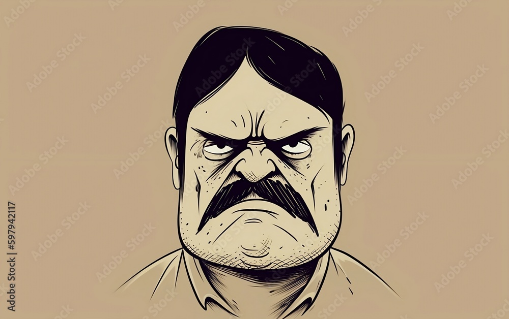 Illustration of an angry man. Simple flat illustration. Generative AI ...