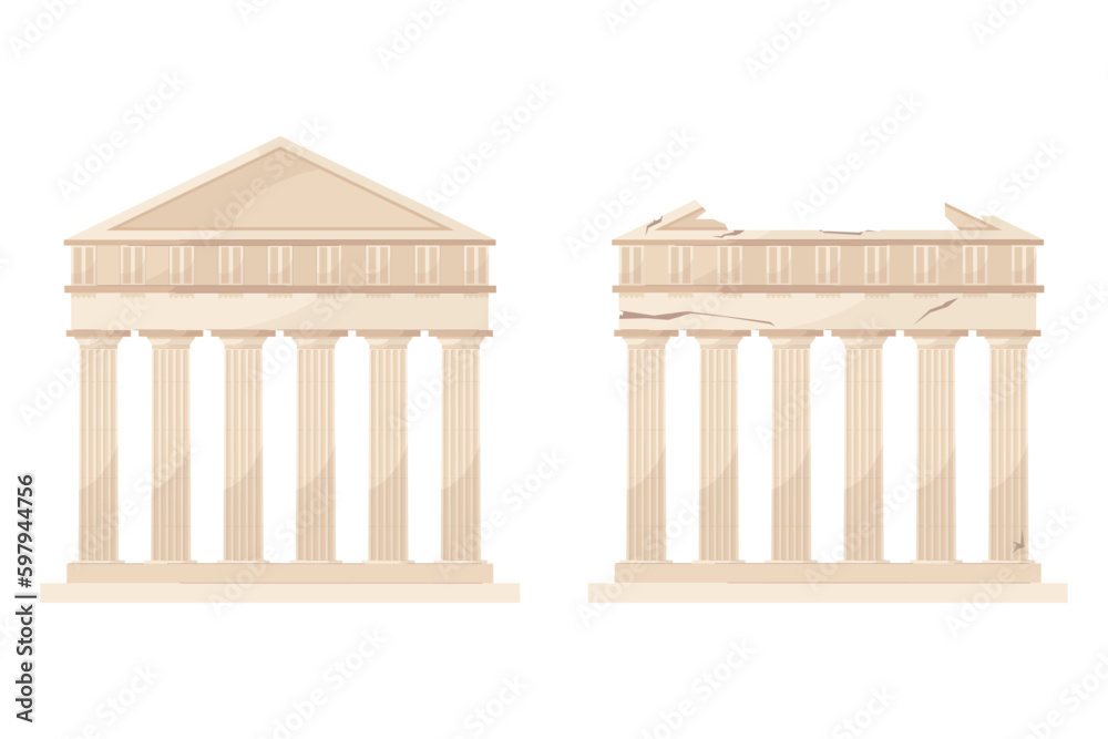 Greek temple, architecture. Vector illustration of a Greek building ...