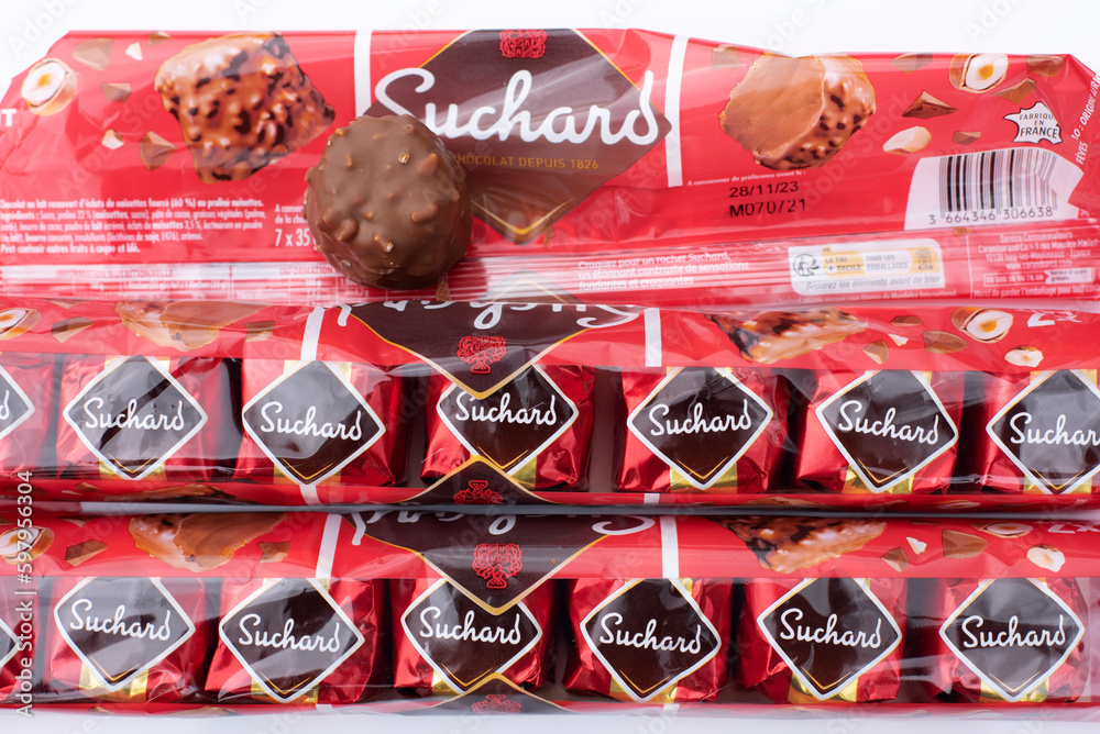 Chocolat rochers au lait de la marque Suchard Stock Photo | Adobe Stock