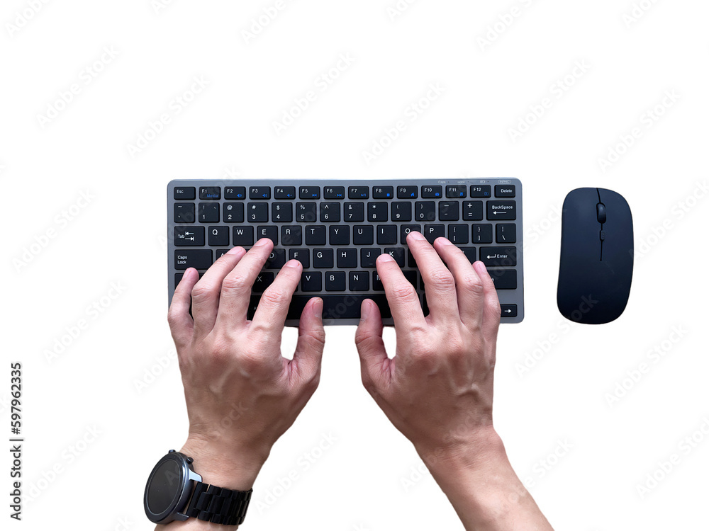 Hand typing keyboard top view Stock Photo | Adobe Stock