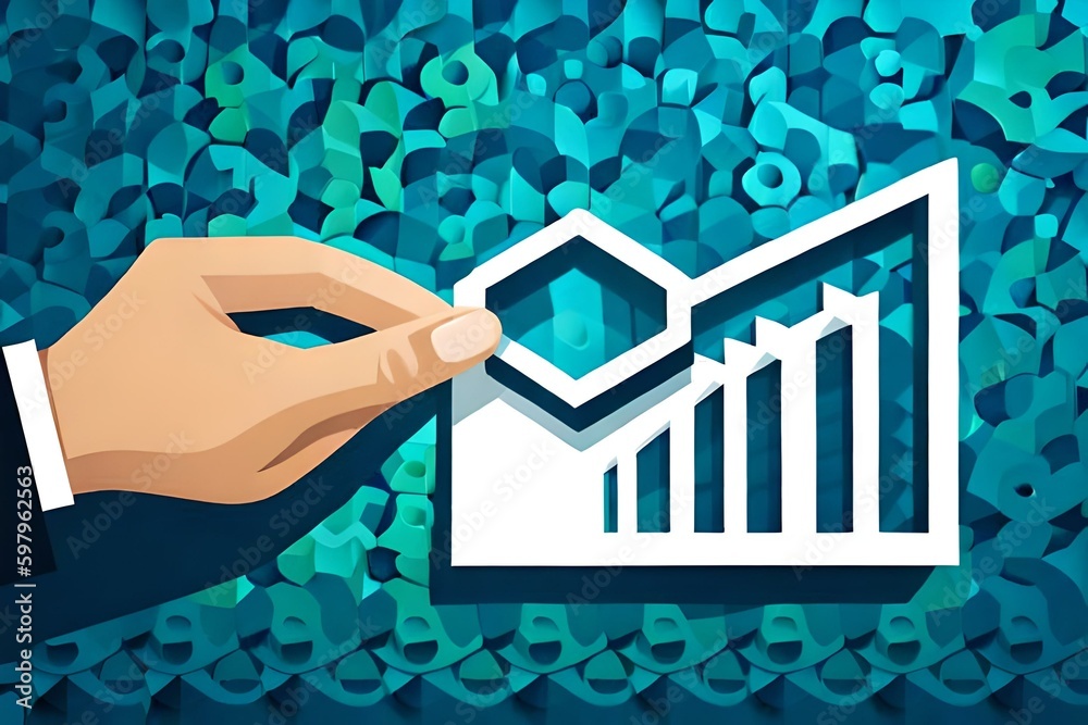 Hand holding a graphic. Thank you for card, presentation, business ...