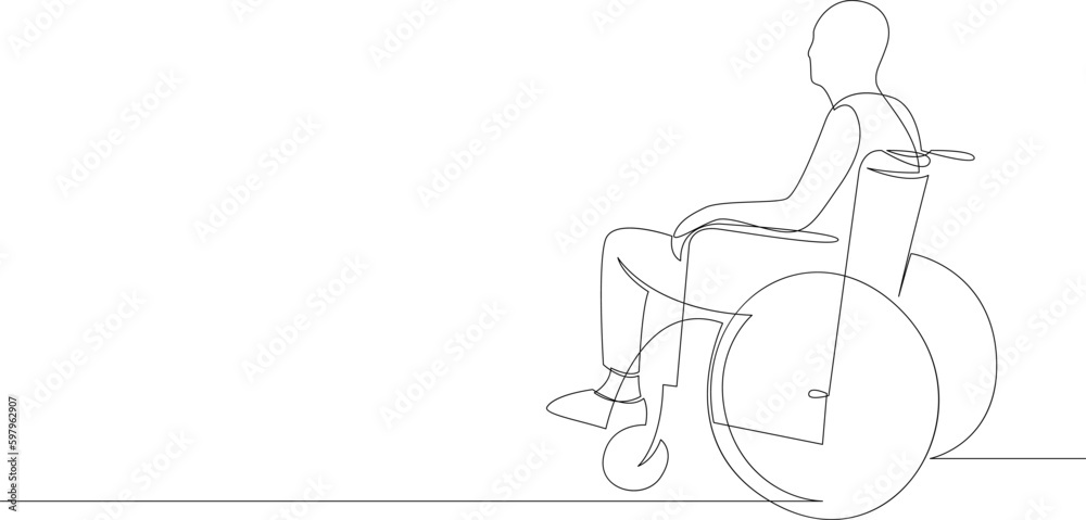 One line drawing of a patient with wheelchair - continuous line drawing ...
