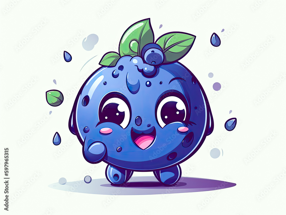 Cute happy smile funny blueberry. flat line cartoon kawaii face ...