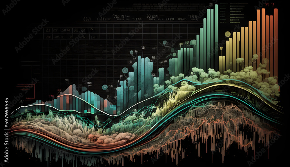 Beautiful unique designed graph with plants and nature version 2 ...