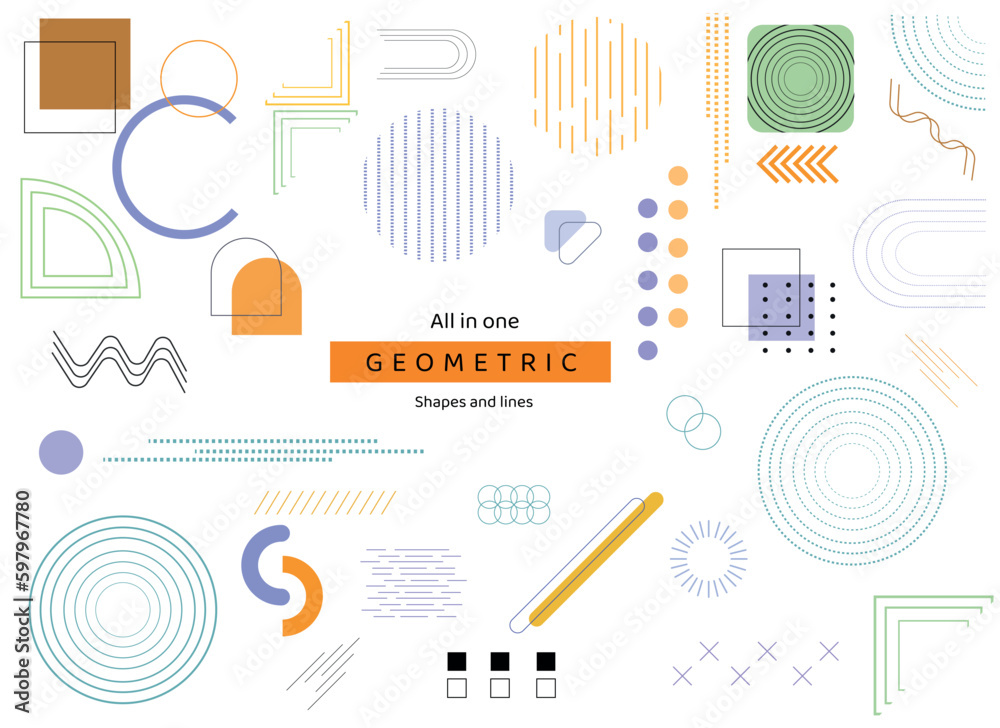 Beautiful swatches with geometric shapes and lines drawing. Premium ...