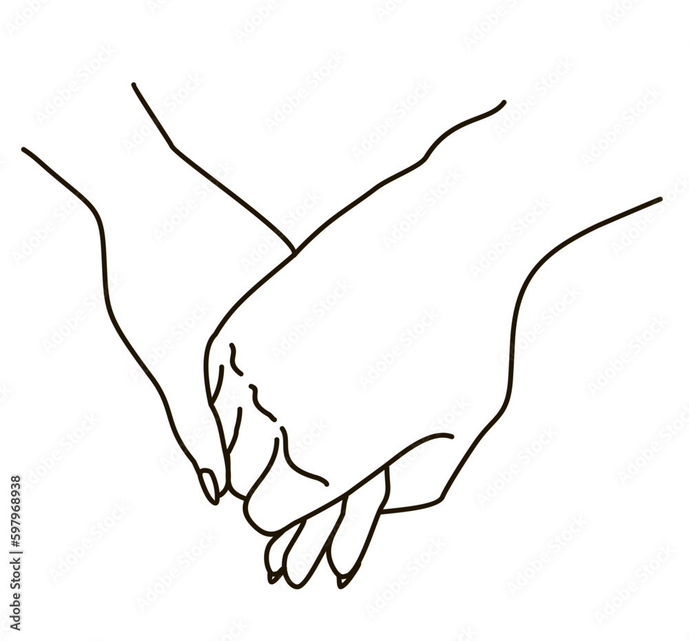 Lovers hold hands. Relationship loving hands together. Woman and man ...