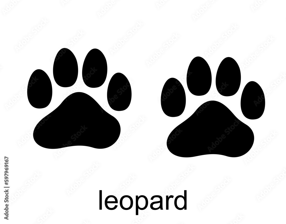 Leopard Footprint. Leopard track. Black Silhouette Design. Vector ...