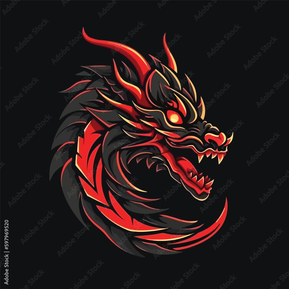 Vector Illustration of Dragon E-Sport Logo Design Stock Vector | Adobe ...