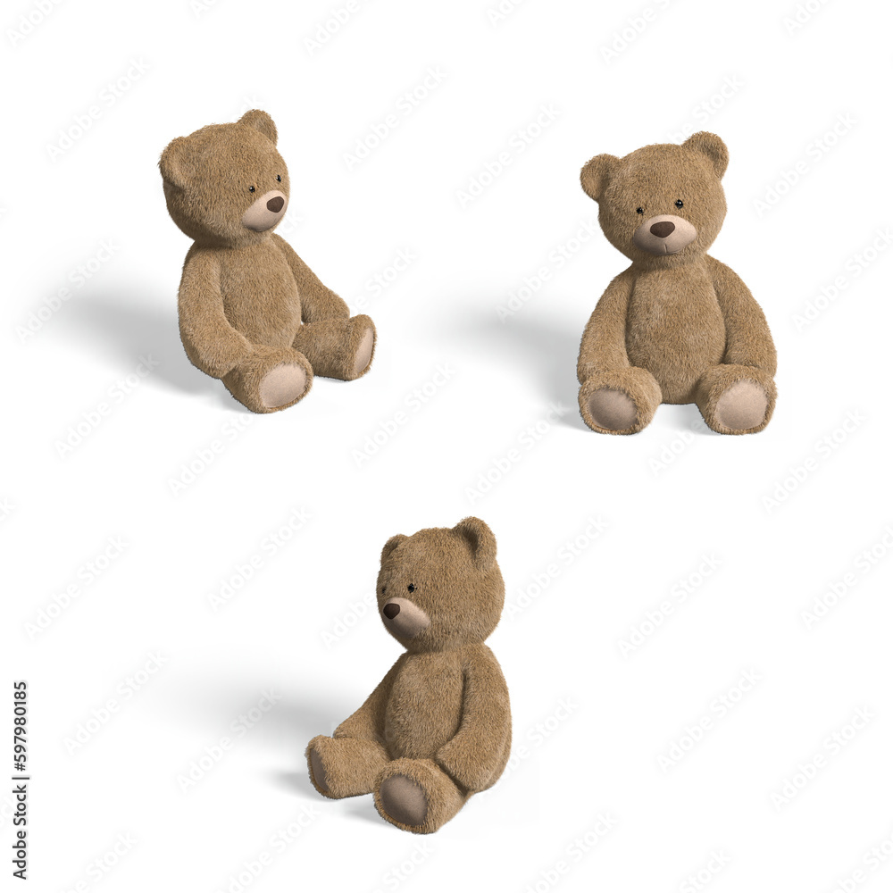 Teddy bear scene creator front view isolated white_ Teddy bear scene ...