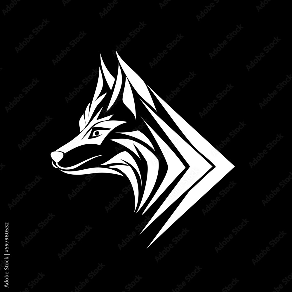 Illustration of a wolf head symbol, perfect for badge labels, logos, t ...