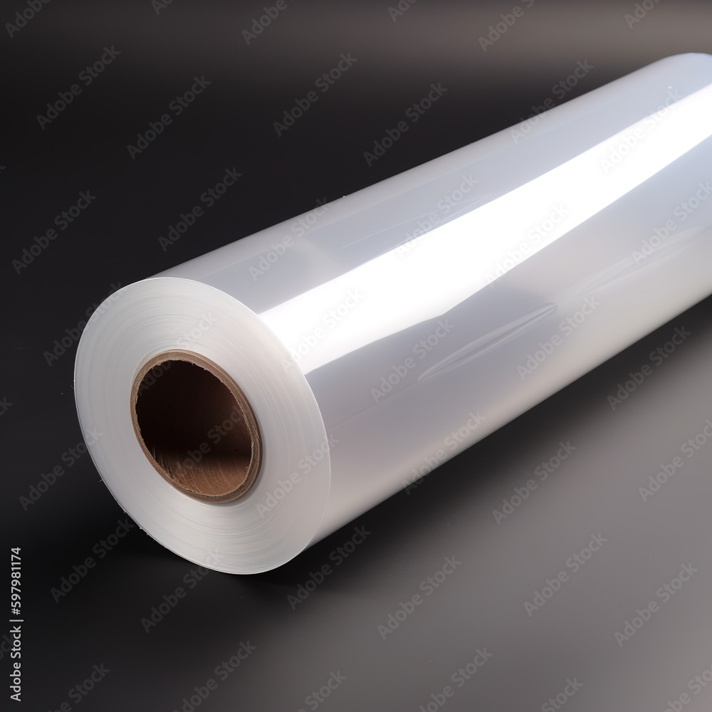 Roll of plastic film on black background Stock Photo | Adobe Stock