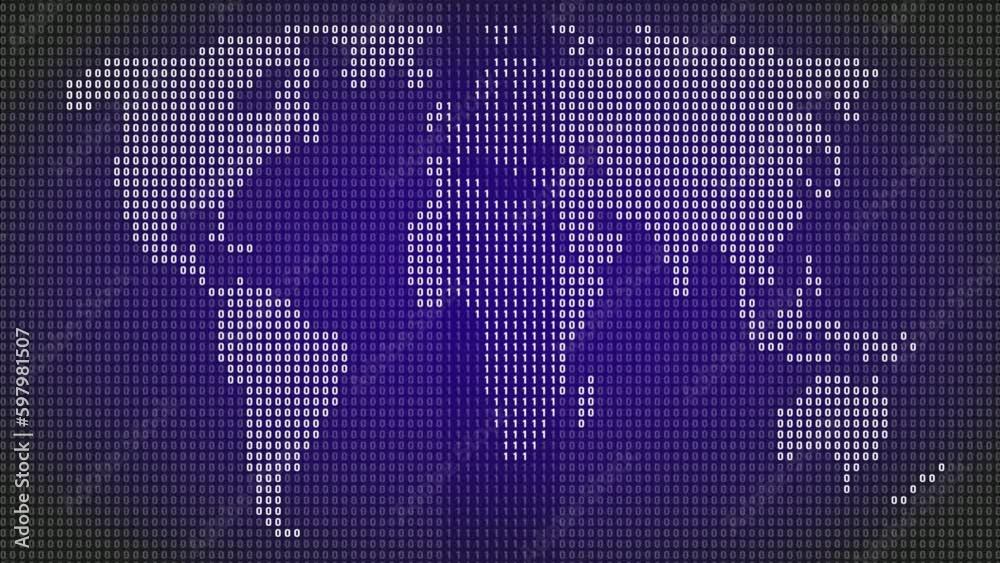 World Map with Binary Code Animation. Digital Data Concept. Digital Cyber Map. Futuristic ...