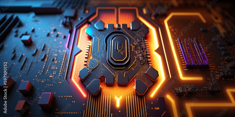 science fiction supercomputer design, futuristic high-tech cpu ...