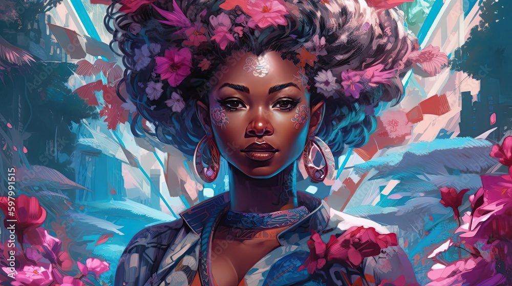 Title: Illustration of a Fantasy woman and abstract art, AI Generated ...