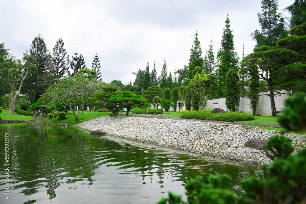 Taman Bunga Nusantara or Nusantara Flower Park The overall garden is ...
