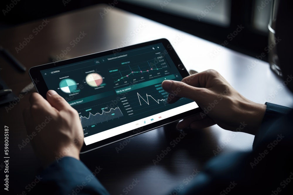Intelligence and business analytics with key performance indicators dashboard concept, Ai ...
