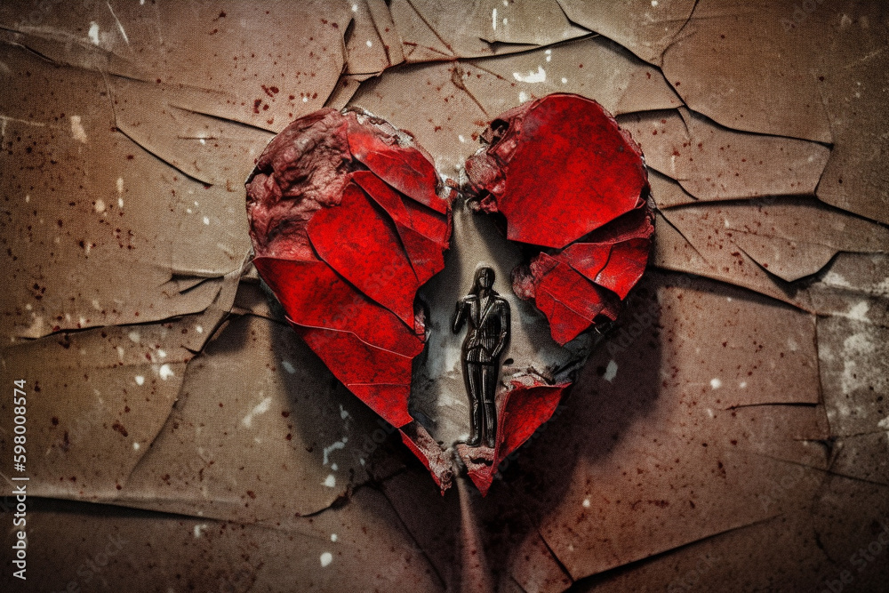 A powerful and emotional image of a broken heart, symbolizing pain, loss, and heartbreak. Ai ...