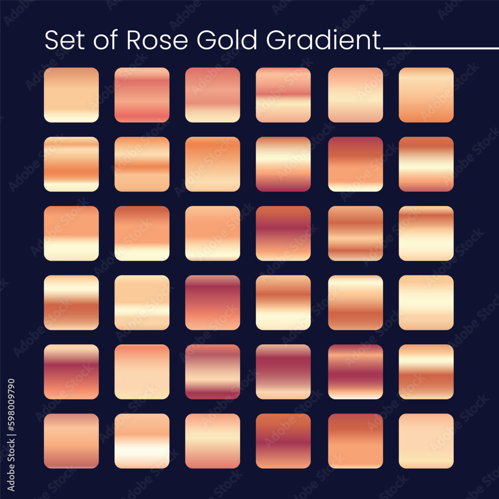 vector set of rose gold gradient color pallets Stock Vector | Adobe Stock