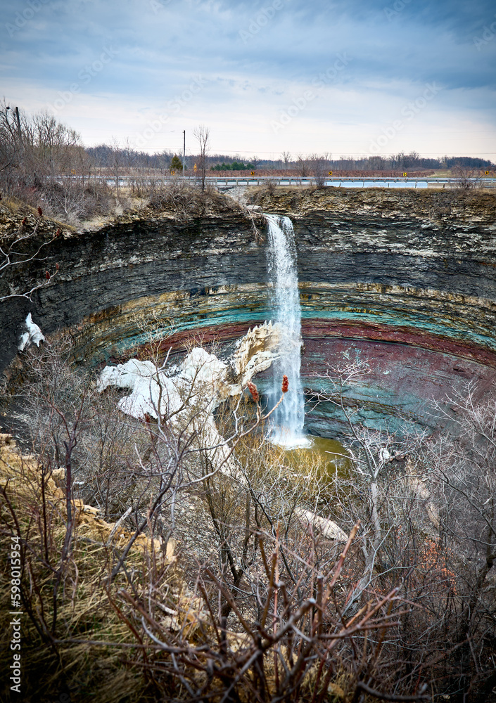 Beautiful ribbon Devil's Punch Bowl Falls in springtime. different ...
