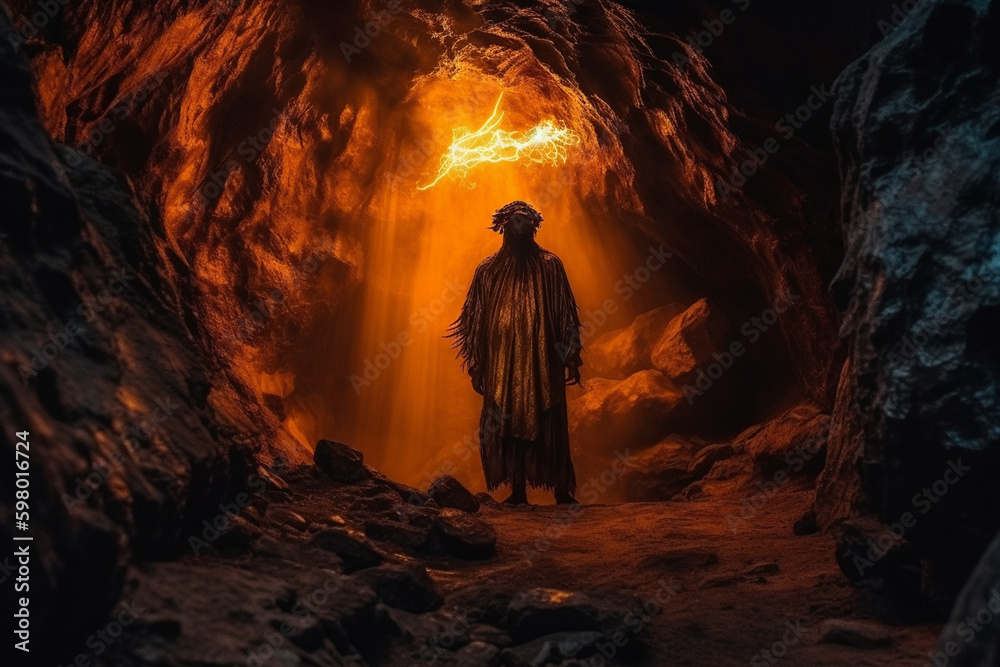 devil cave fire ugly creature fictional abstract. Generative AI Stock ...