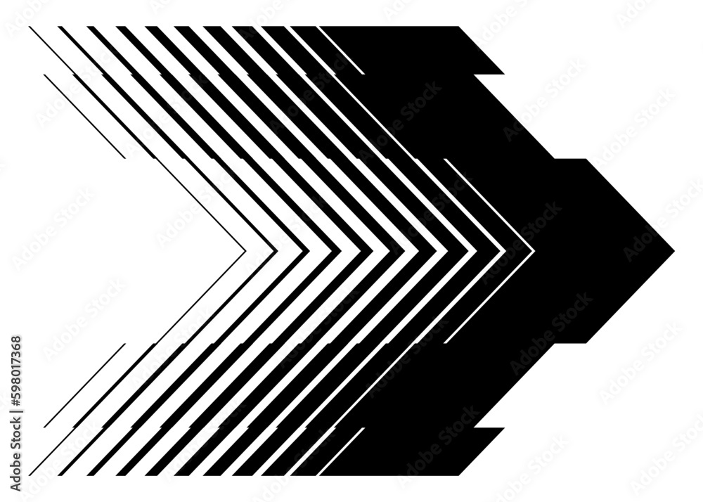 Black vector arrow on a white background. Pointer, Design element. Navigation. Modern pattern ...