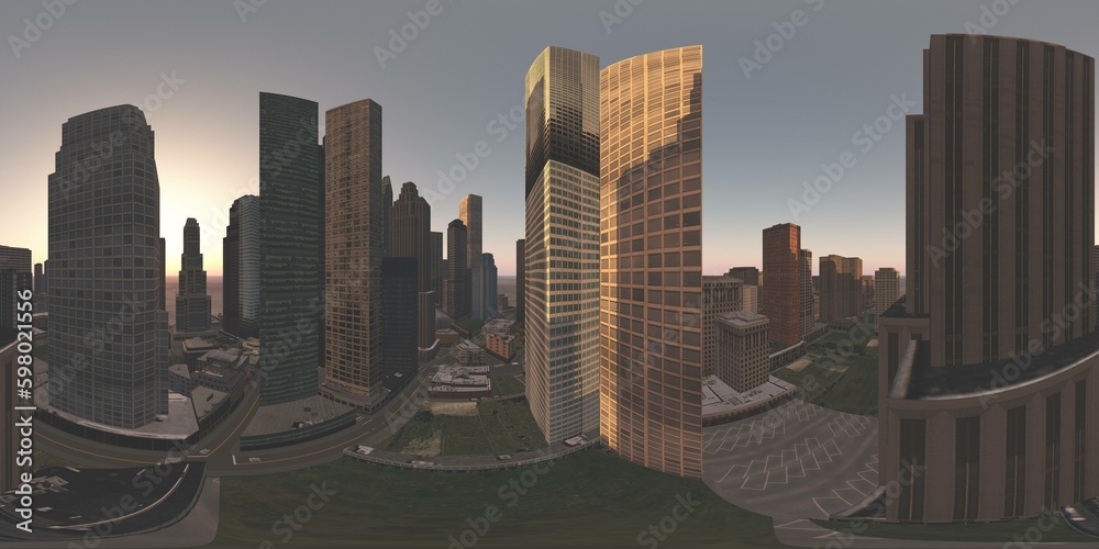 Panorama of the city. HDRI, environment map , Round panorama, spherical ...