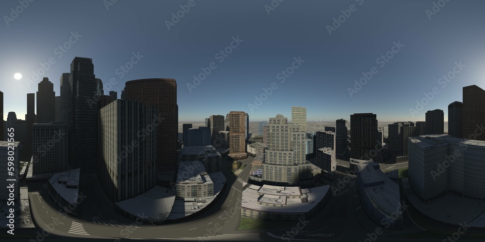 Panorama of the city. HDRI, environment map , Round panorama, spherical ...