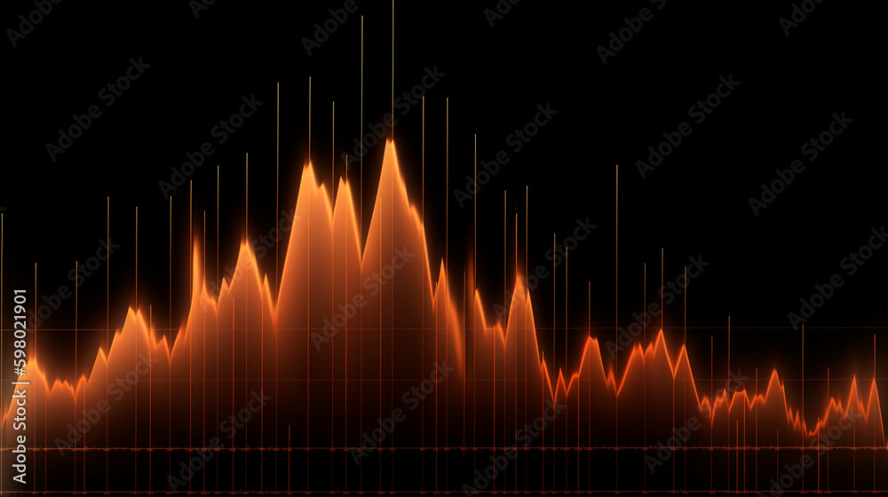 orange 3D graph chart signifies a moderate level of growth and ...