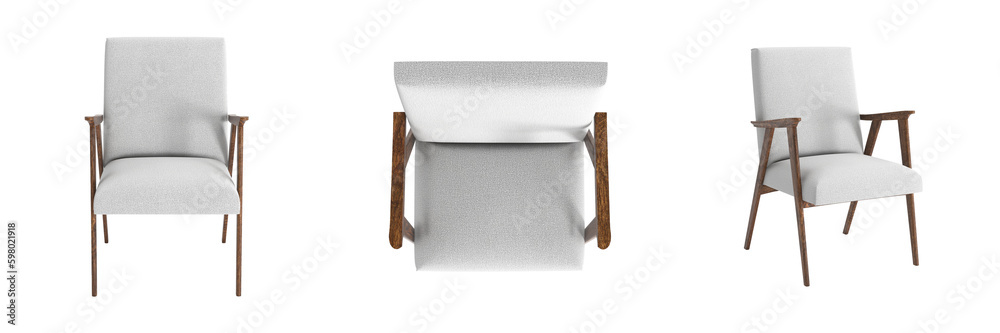 ภาพประกอบสต็อก Chair in front, side and Top angles, interior furniture ...