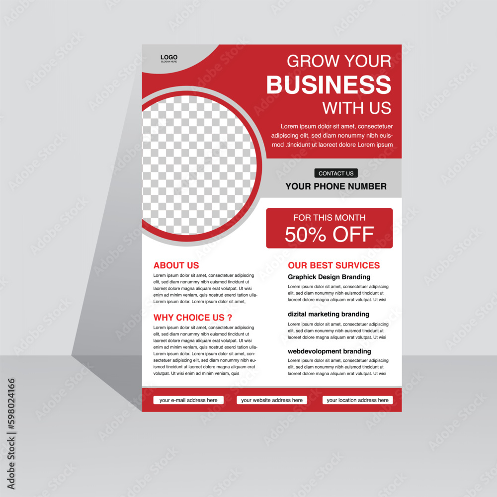 modern red and gray colors flyer design template. corporate creative ...