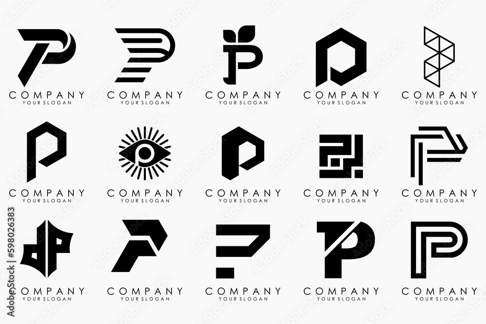 Set of letters p logo design. modern icon creative monogram inspiration ...
