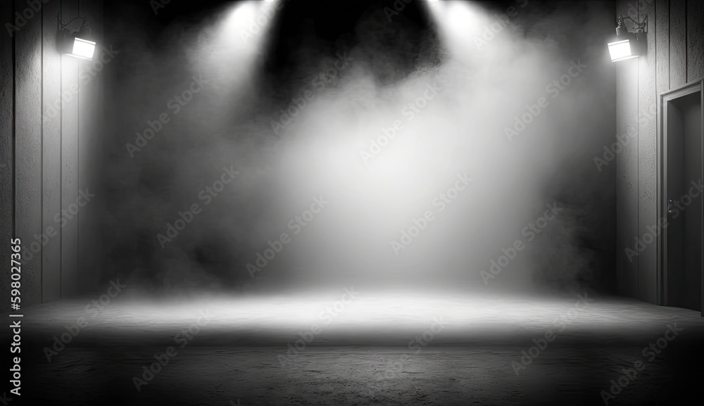 Studio empty stage background with spot light beam shine on background ...