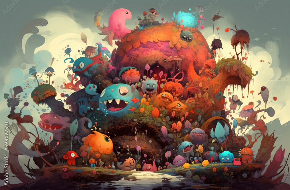 Fantasy creature. cartoon color story. sketch art for artist creativity ...