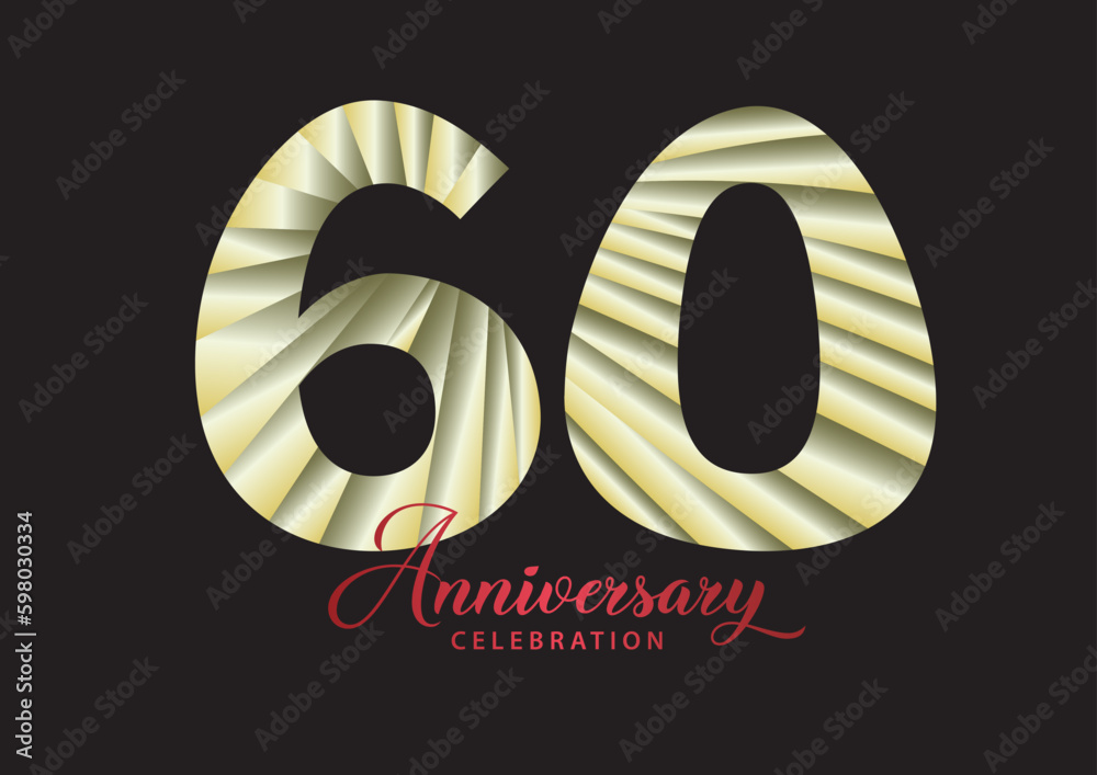 60 year anniversary celebration logotype vector, 60 number design, 60th ...