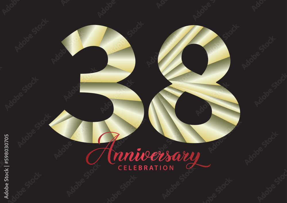 38 year anniversary celebration logotype vector, 38 number design, 38th ...