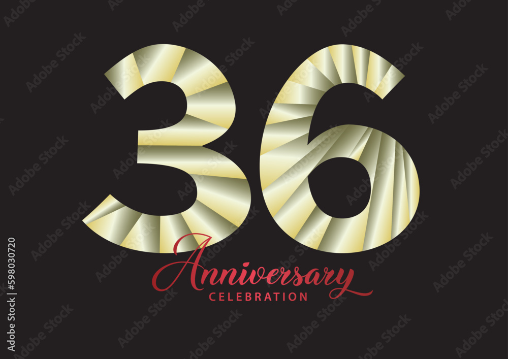 36 year anniversary celebration logotype vector, 36 number design, 36th ...
