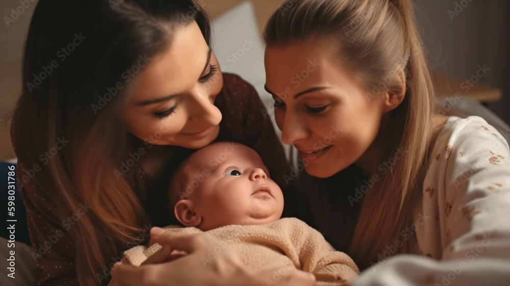 Generative AI depicts adoring mothers spending time with their infant ...