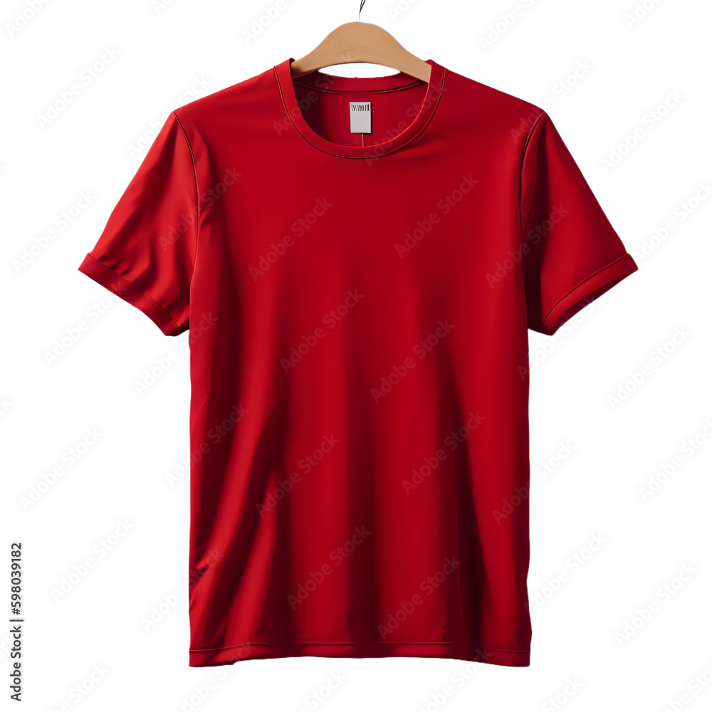 red t shirt isolated white transparent background mockup Stock ...