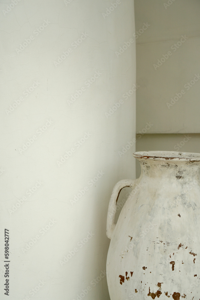 Rustic, large white, oversized ceramic vase in modern, minimal, white ...