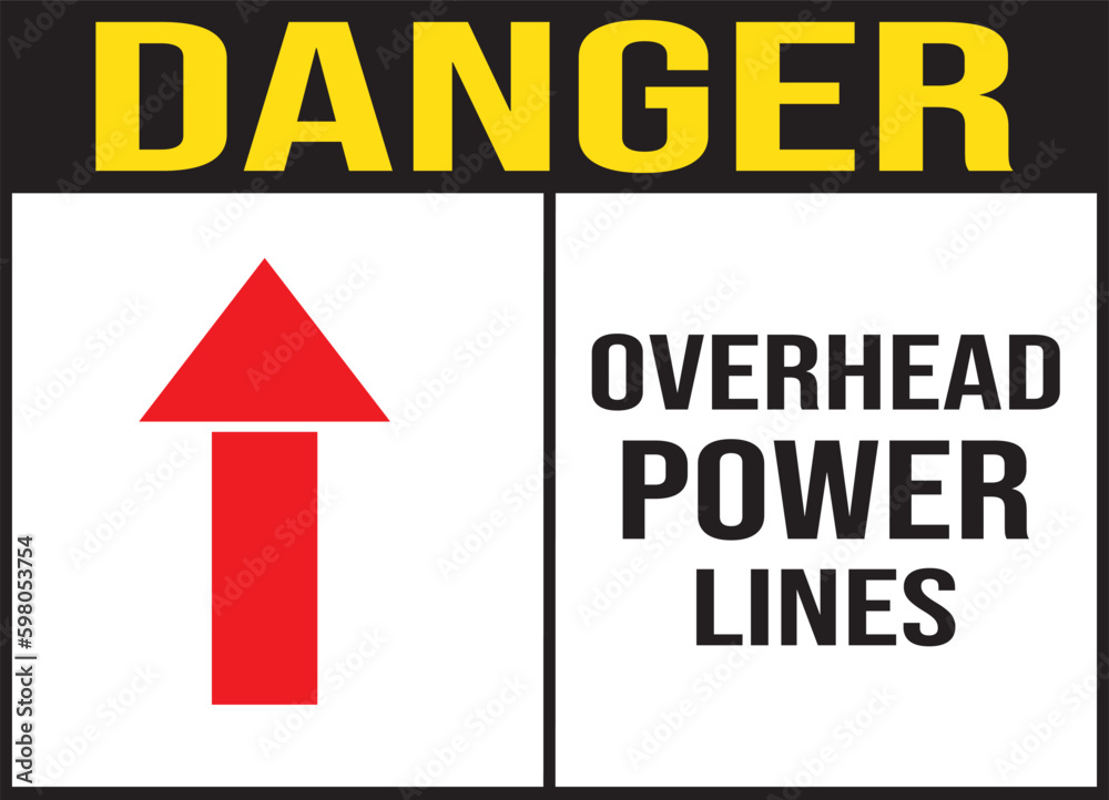 Overhead power lines industrial safety warning sign vector eps Stock ...
