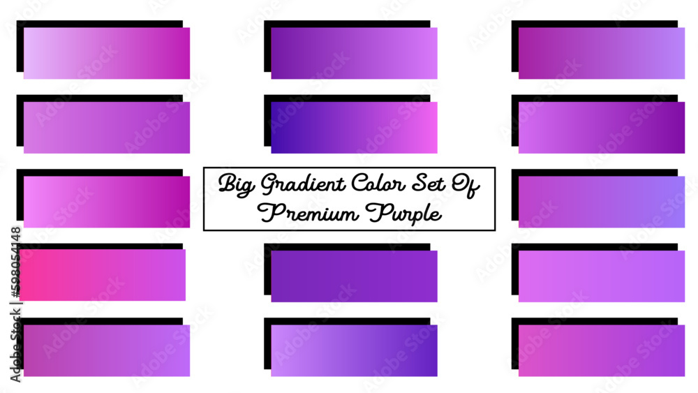 Vector set of purple metallic gradients, swatches collection, shiny ...
