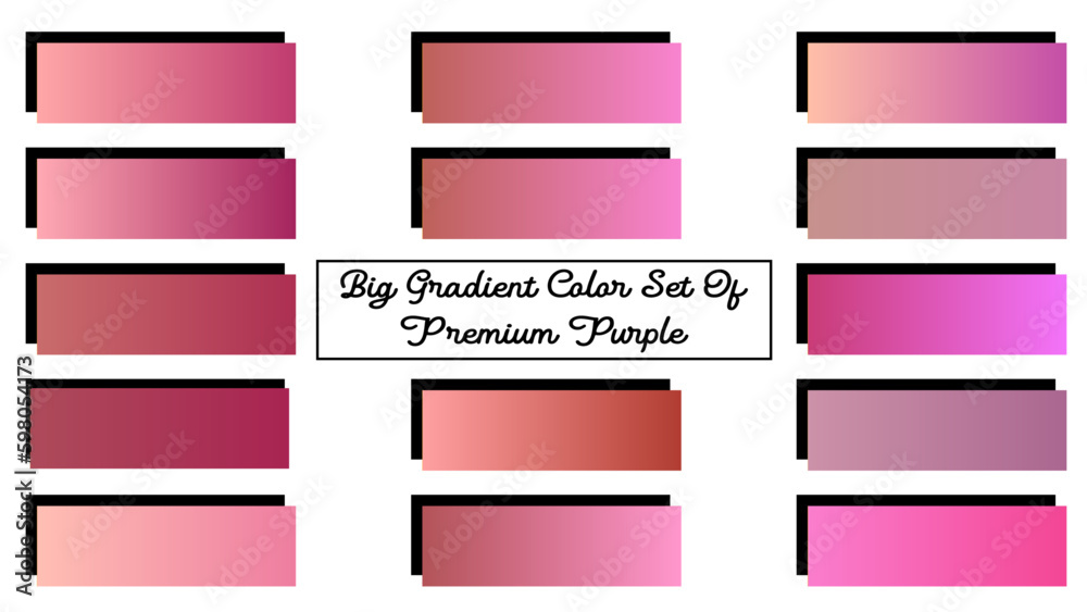 Vector set of pink metallic gradients, swatches collection, shiny ...