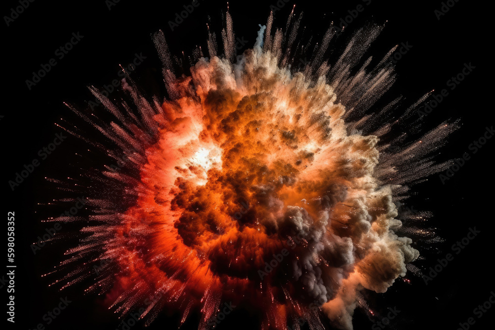 Große Explosion mit Feuer und Rauch - Generative AI Stock Illustration ...