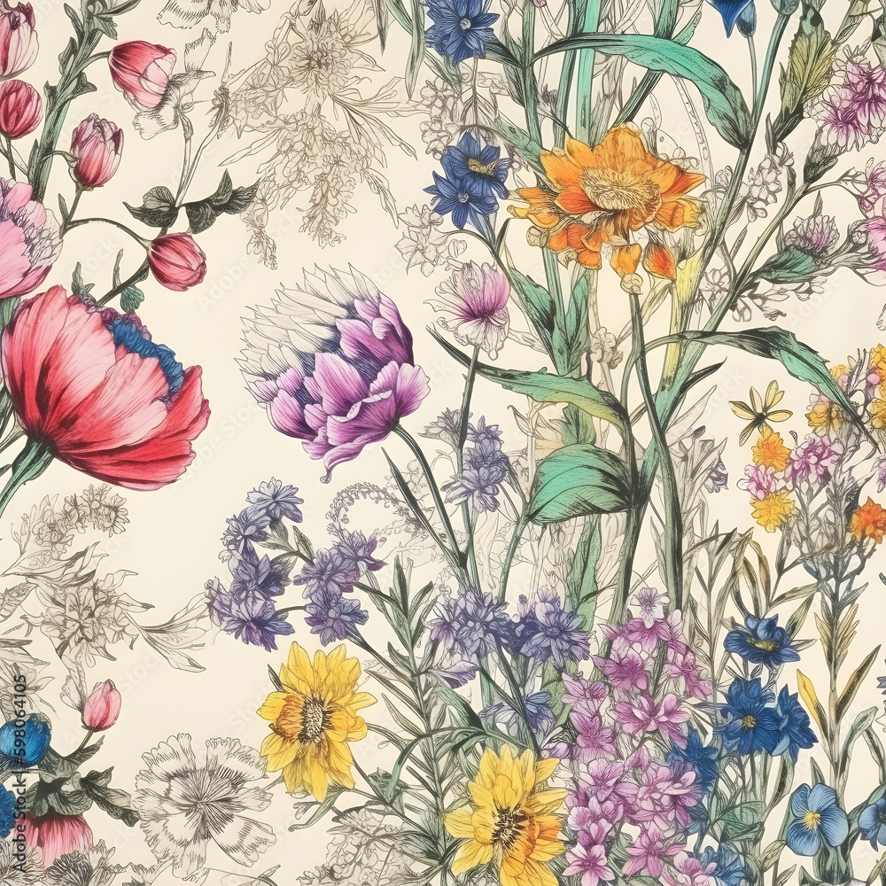 **highly detailed. floral illustrator abstract textile pattern by dior ...