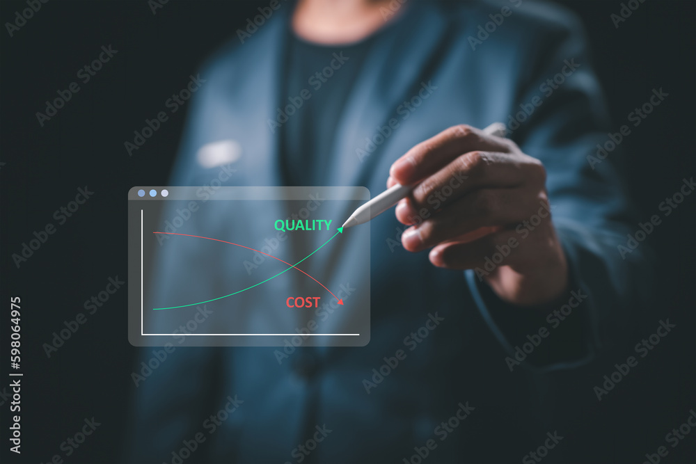 Cost analysis of business strategy and project management. Businessman ...