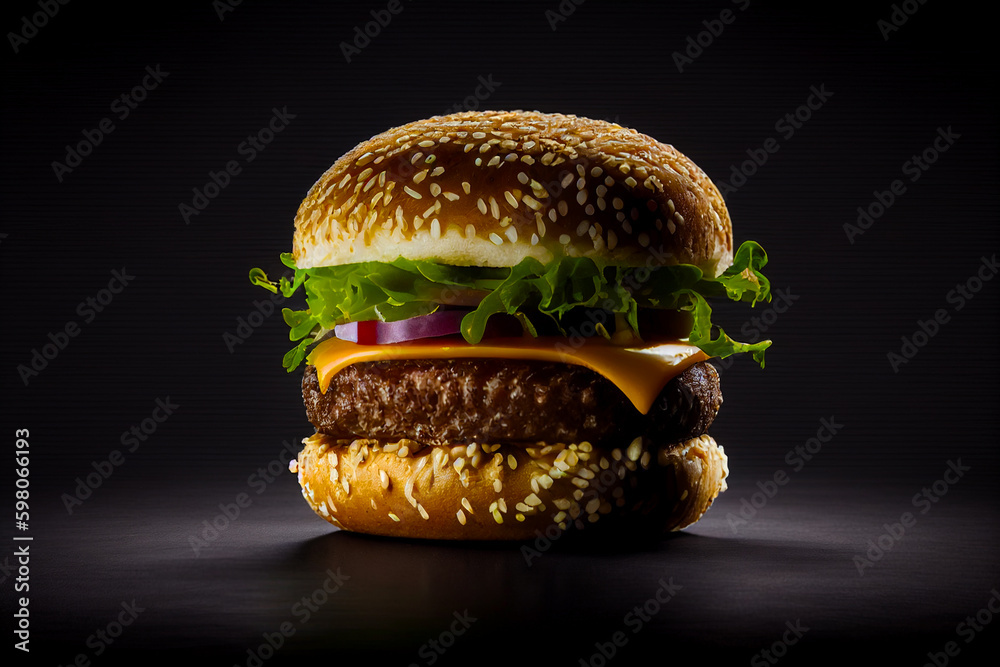 Burger poster for menu restaurant. Burger design style promotional fast ...