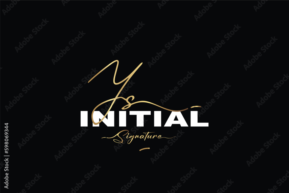 Vetor de Initial Y and S Logo Design in Elegant Gold Handwriting Style ...