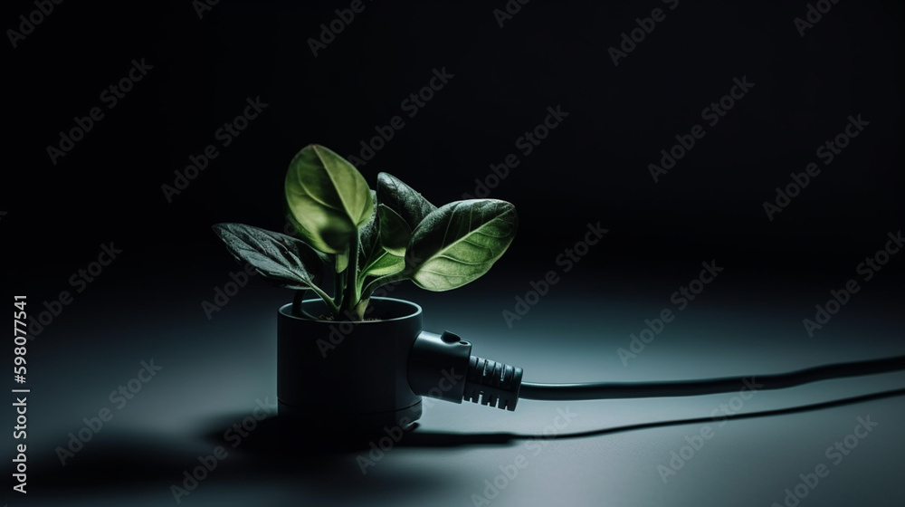 Plant Power - Electric Plugs Plugged into Power Bases Powered by Plants ...