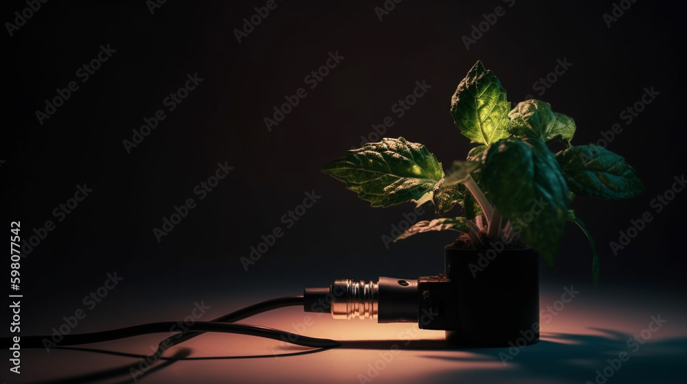 Plant Power - Electric Plugs Plugged into Power Bases Powered by Plants ...