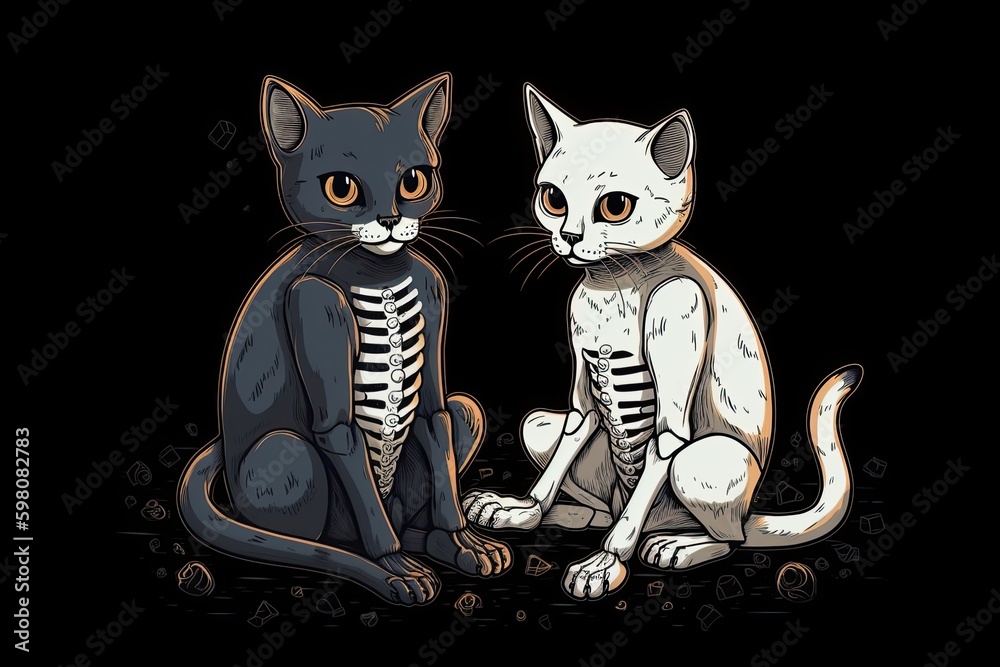 cartoon cat skeleton Stock Illustration | Adobe Stock